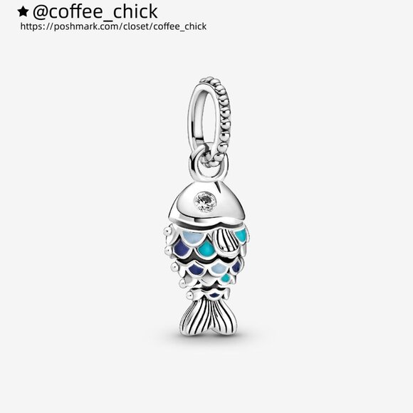 Pandora | Jewelry | Pandora Blue Scaled Fish Dangle Charm | Poshmark